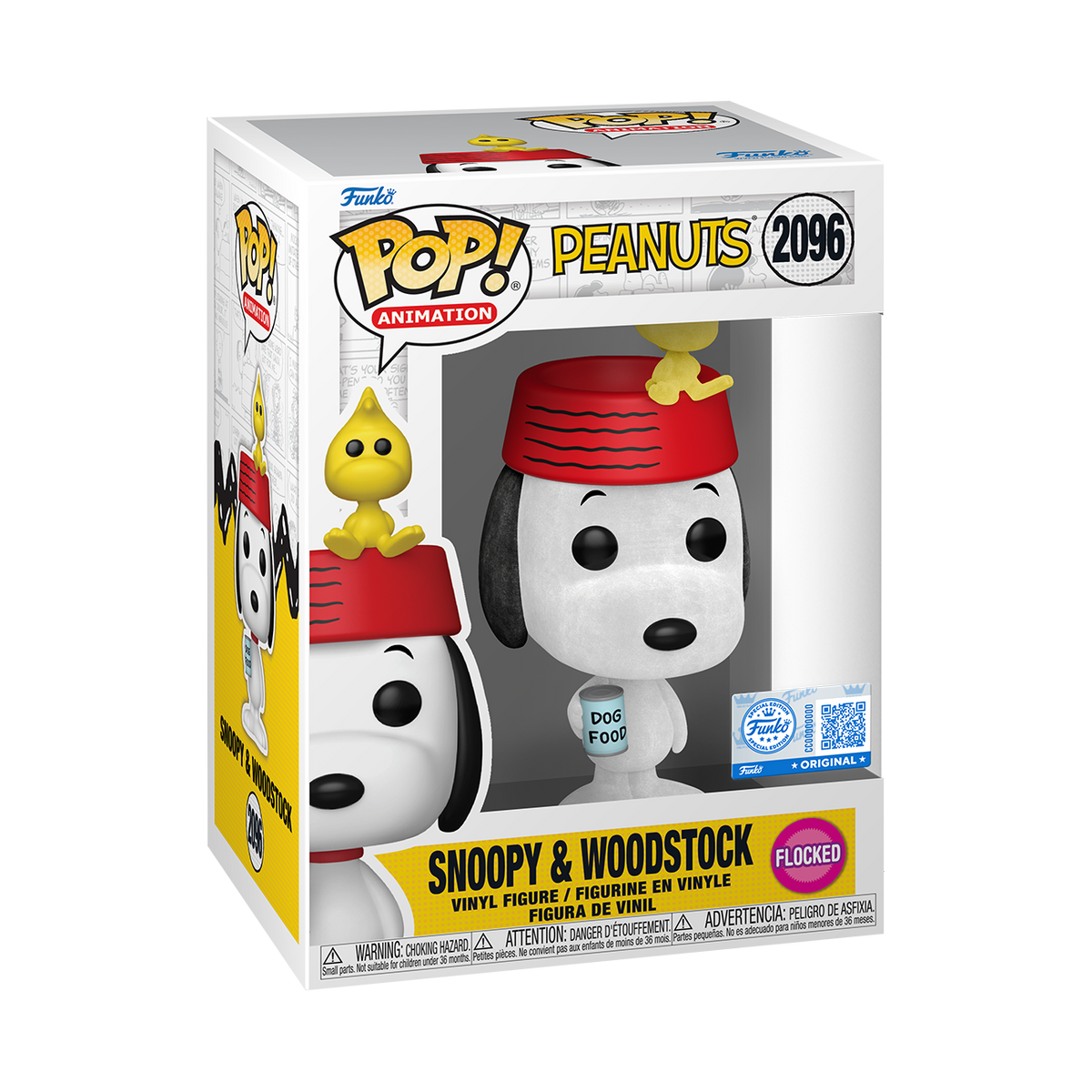 Peanuts - Snoopy (Bowl & Woodstock on head) Flocked Exclusive Pop! Vin ...